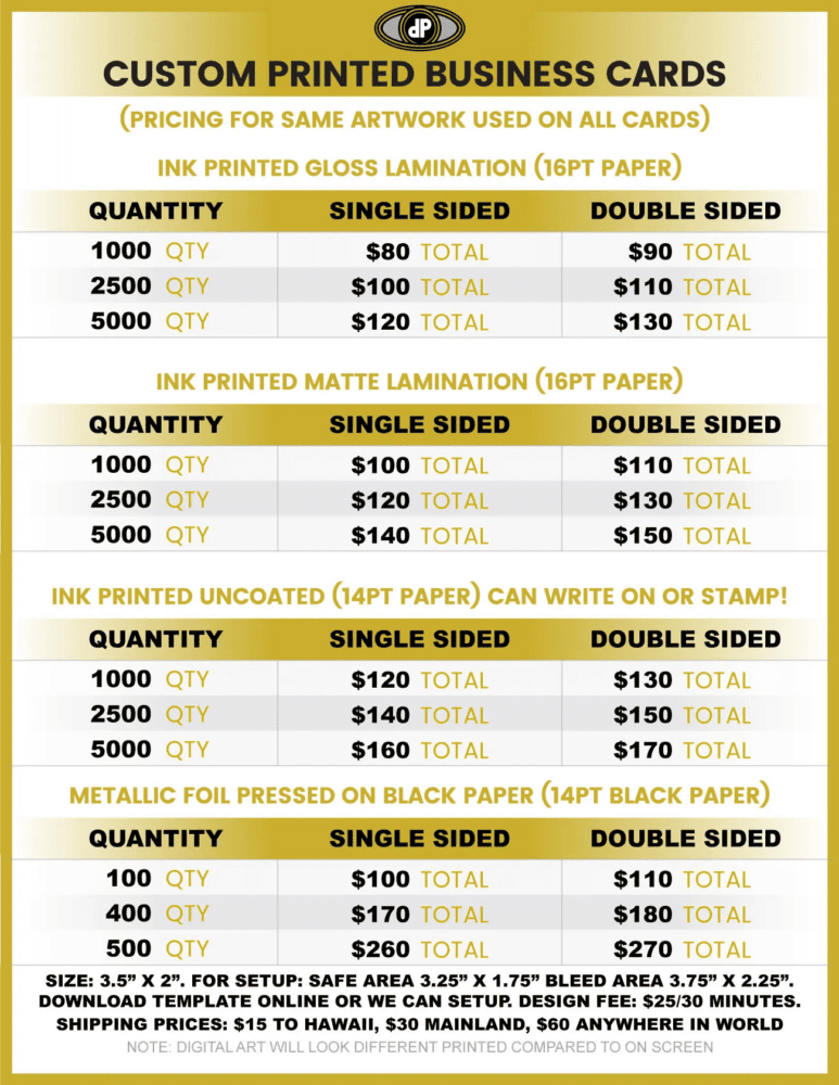 Printed Business Cards Order Online | Double Portion Supply